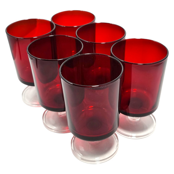 Luminarc | Dining | Vtg Luminarc Arcoroc Cavalier France Ruby Red Clear ...